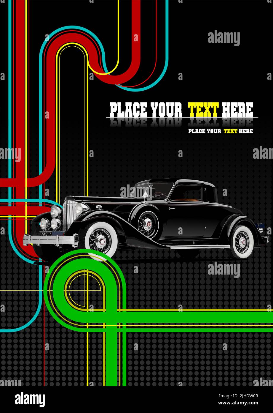 Old car on black junction image. Vector 3d illustration Stock Vector ...