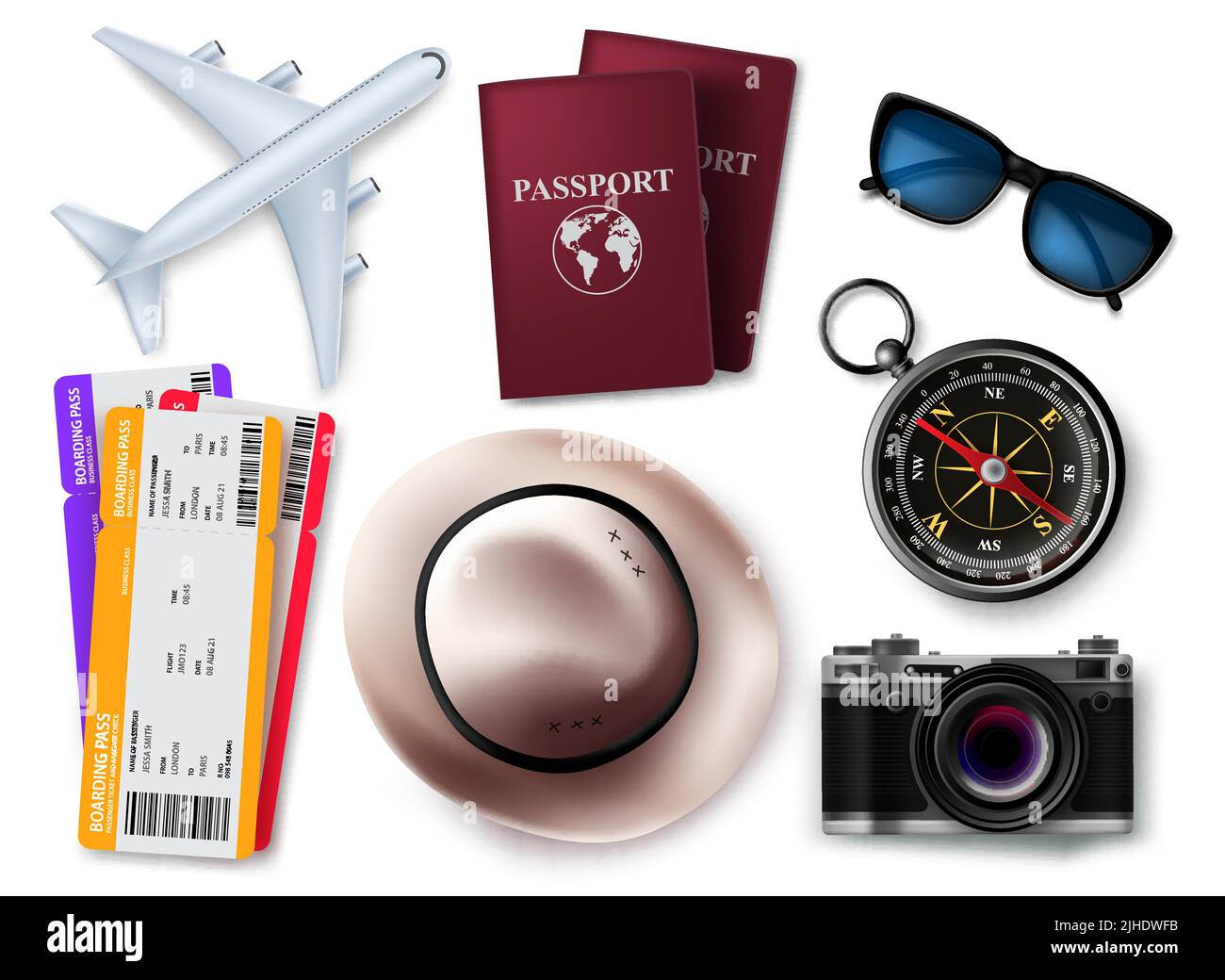 Travel elements vector set design. Travel and tour 3d object element ...