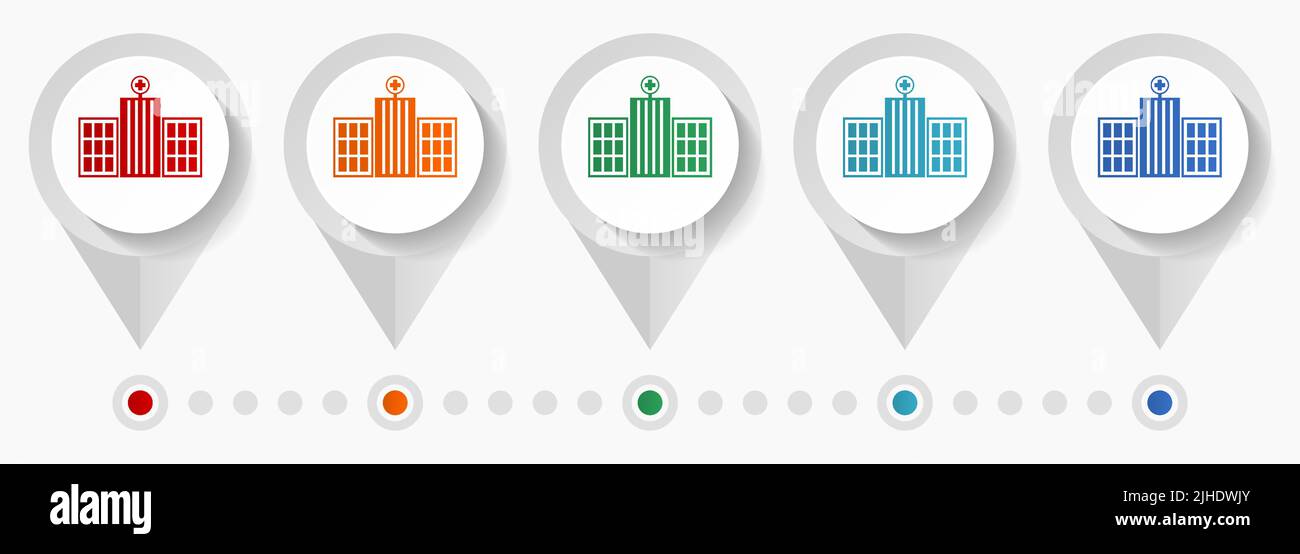 Hospital building concept vector icons, infographic template easy to ...