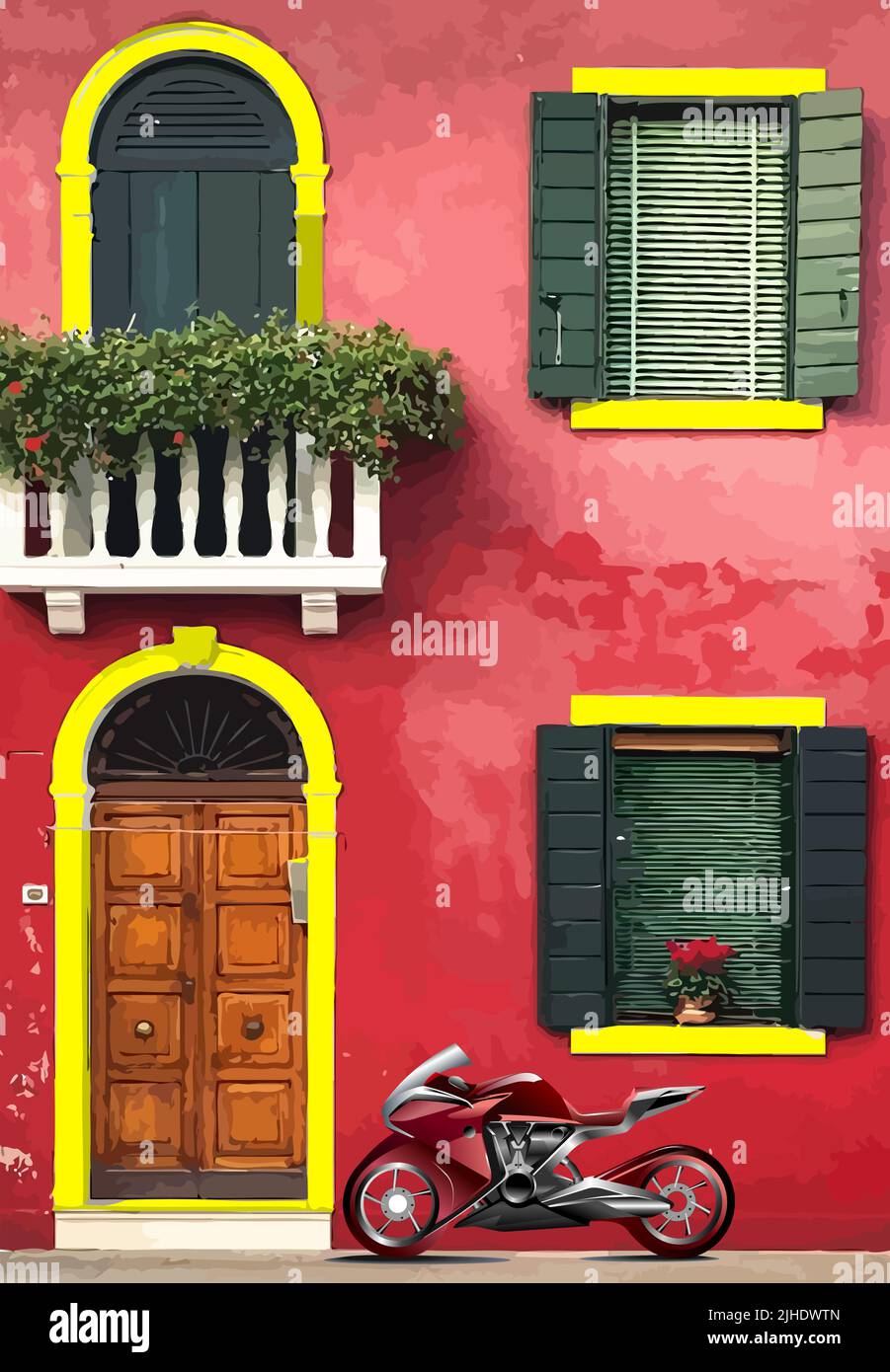 Italian balcony with street Stock Vector Images - Alamy