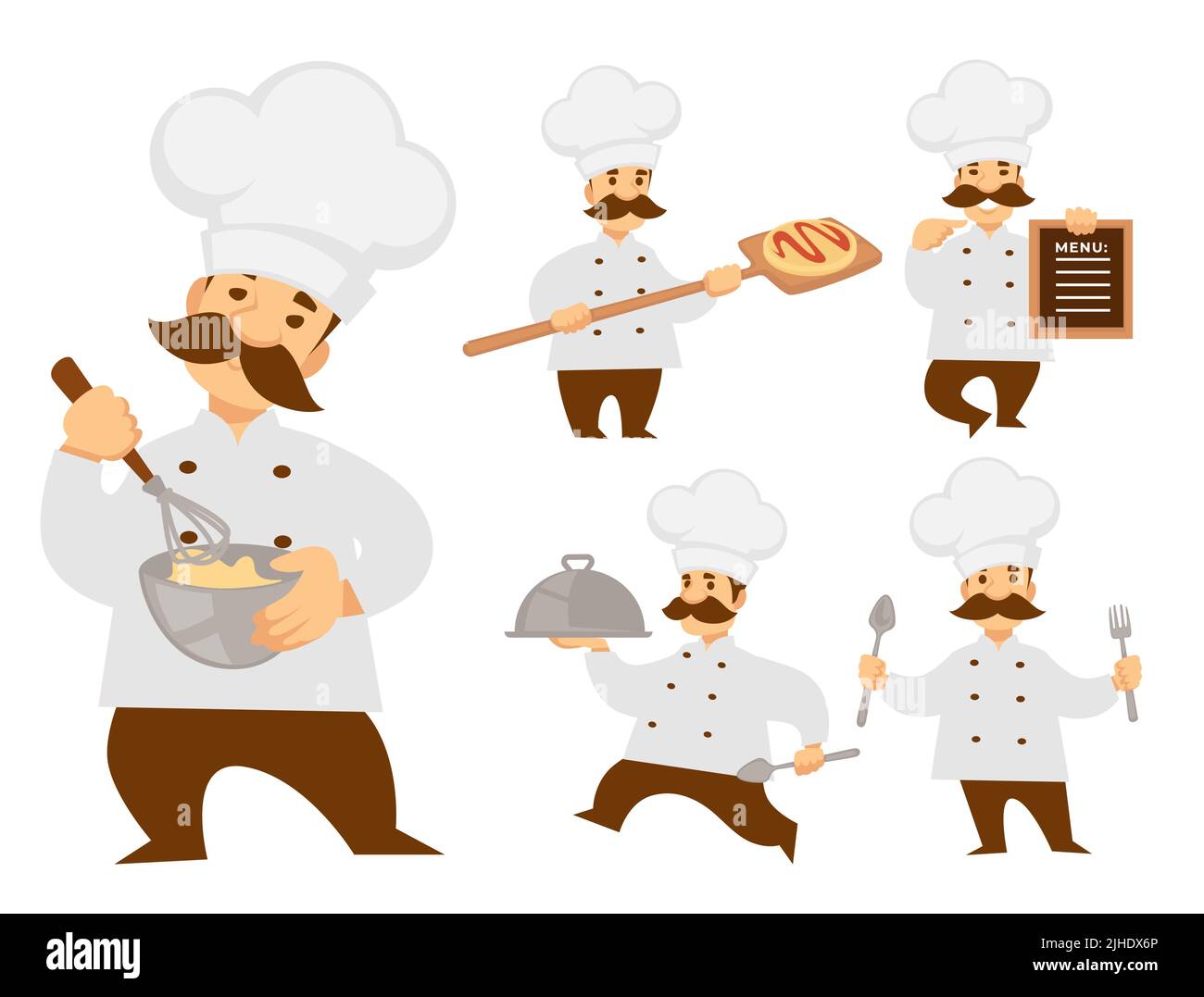 Cook or chief in uniform vector isolated character menu board and ...