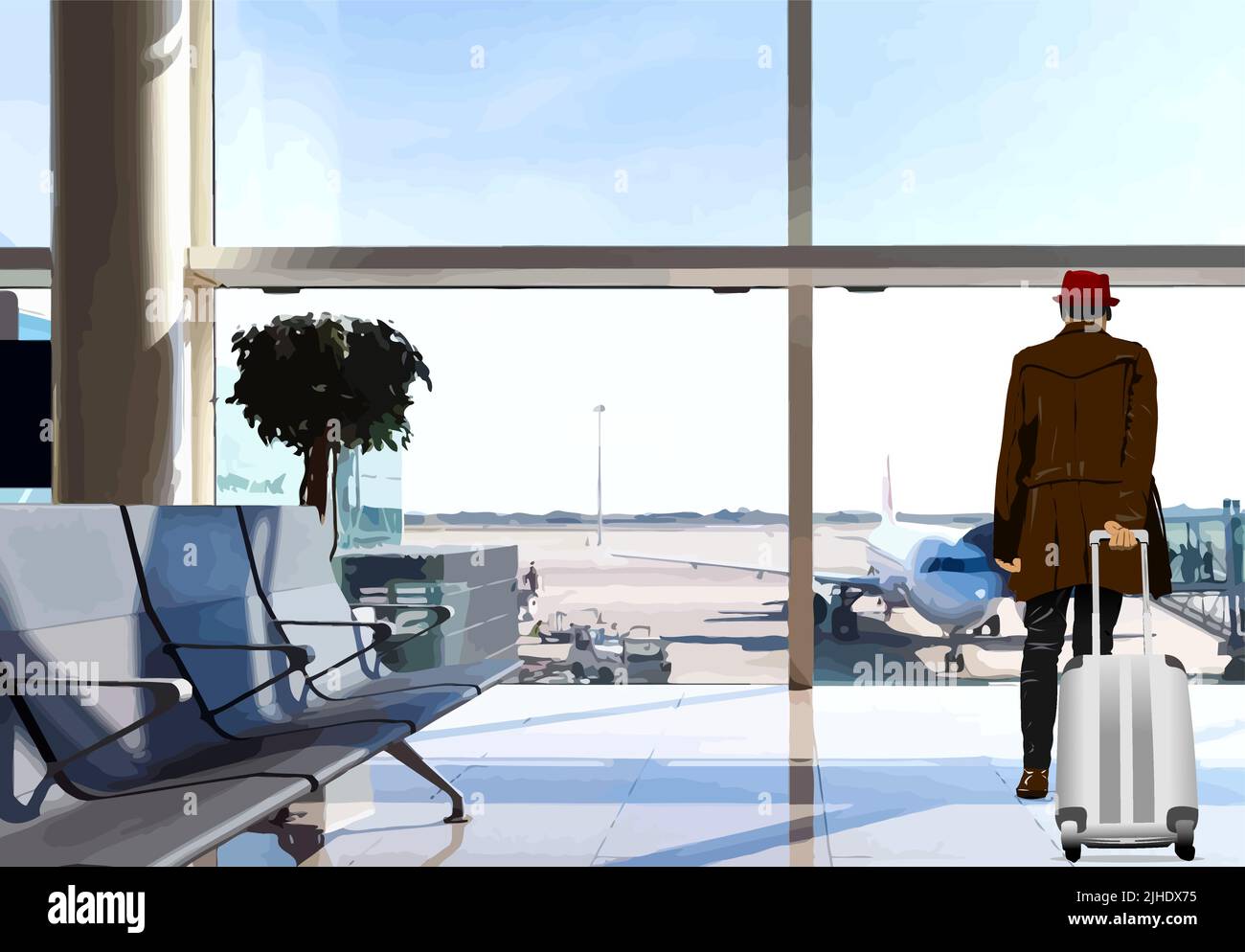 Airport scene . Vector 3d illustration for designers Stock Vector Image ...