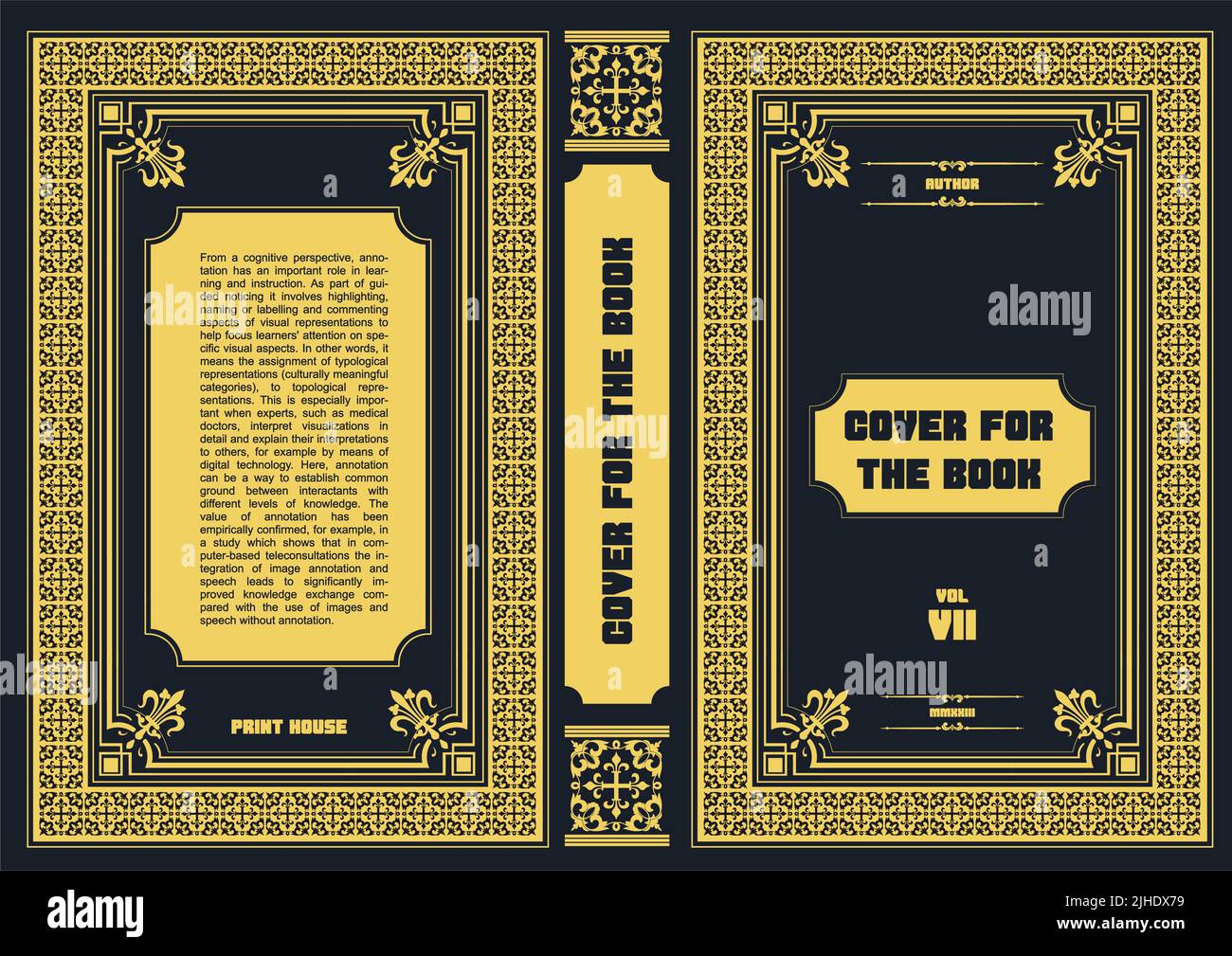 Ornate leather book cover and Old retro ornament frames. Royal Golden ...