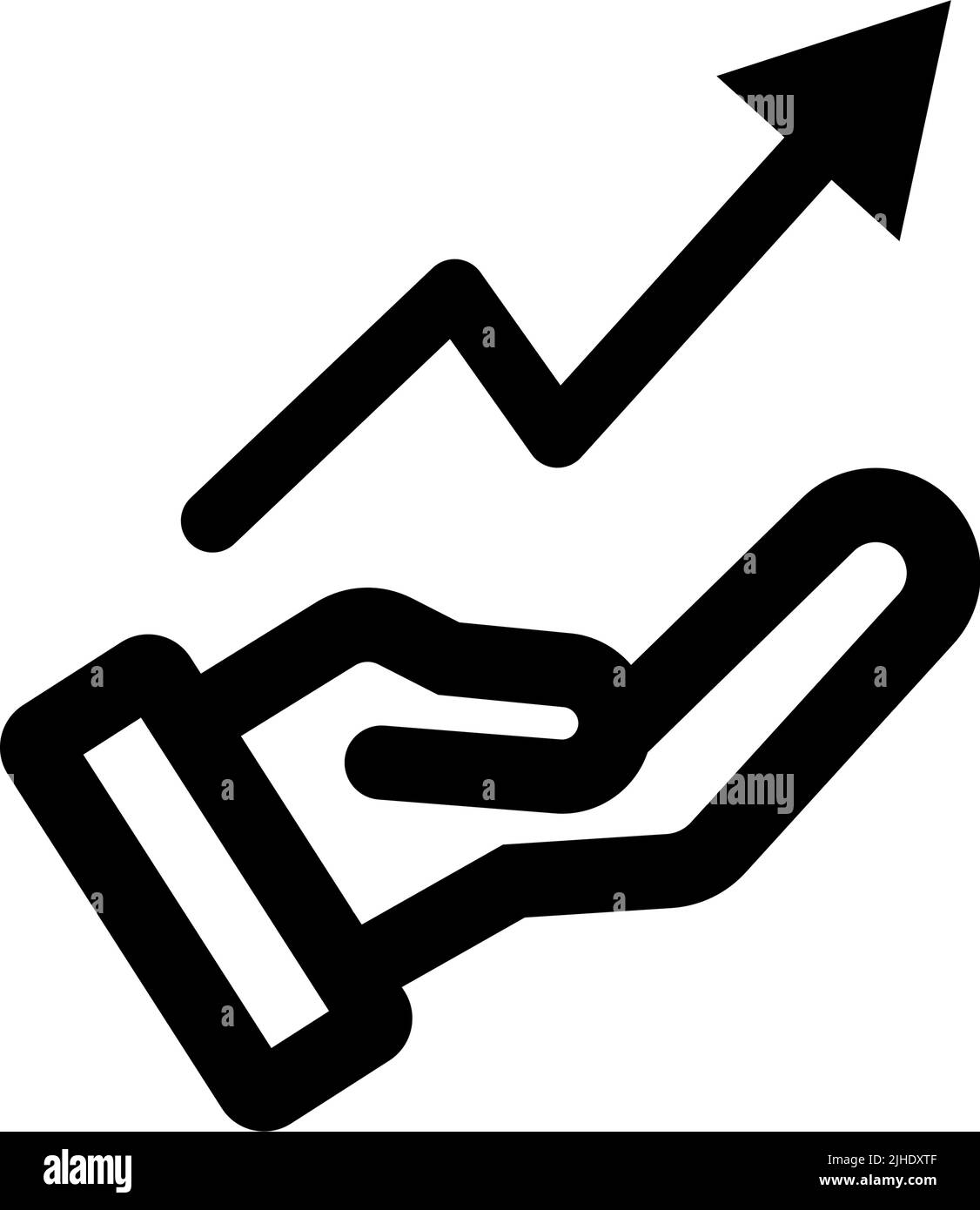 Upward arrow and hand icon. Grade up. Editable vector Stock Vector ...