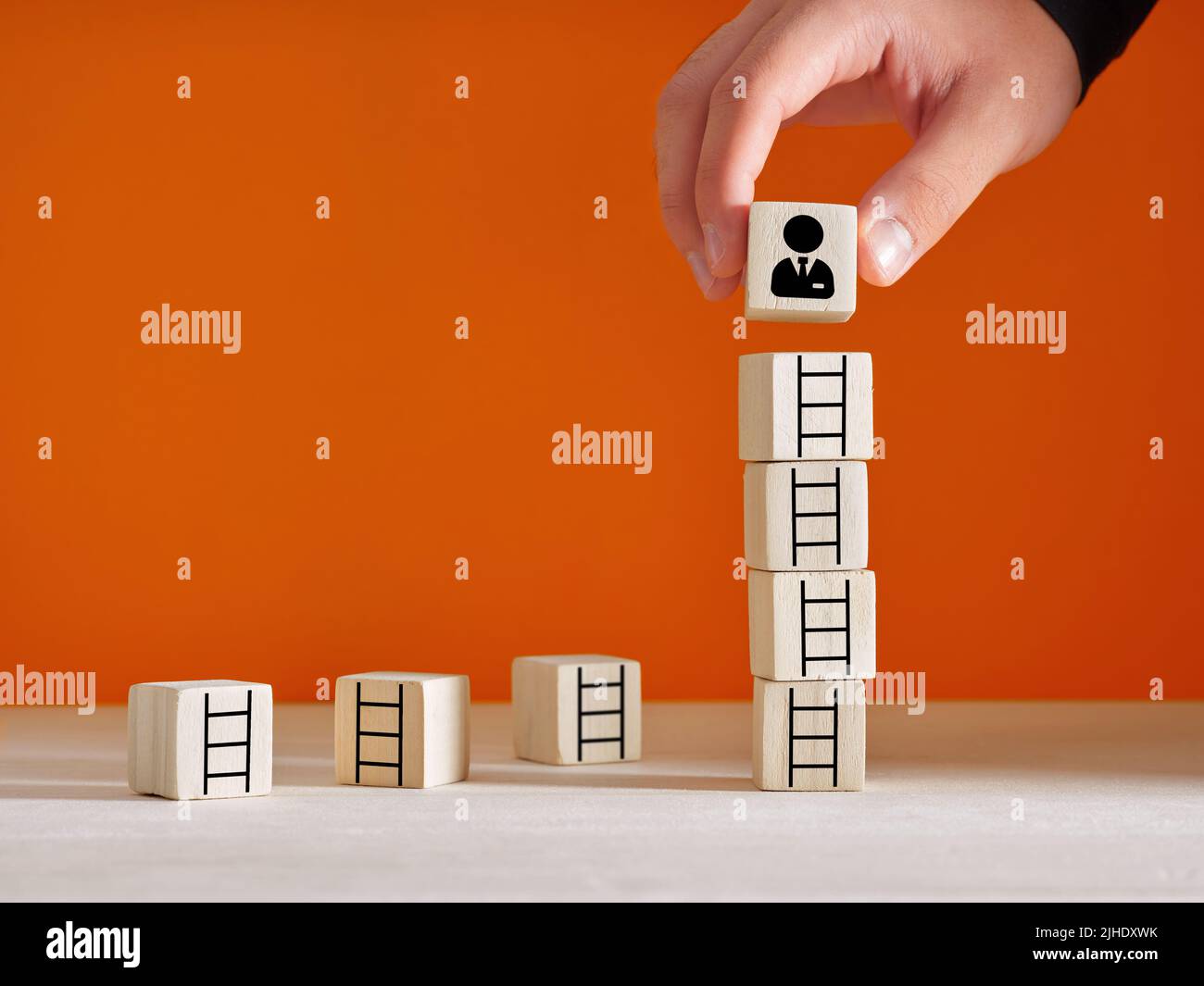 Business career growth, advancement, ladder of success and reaching to ...