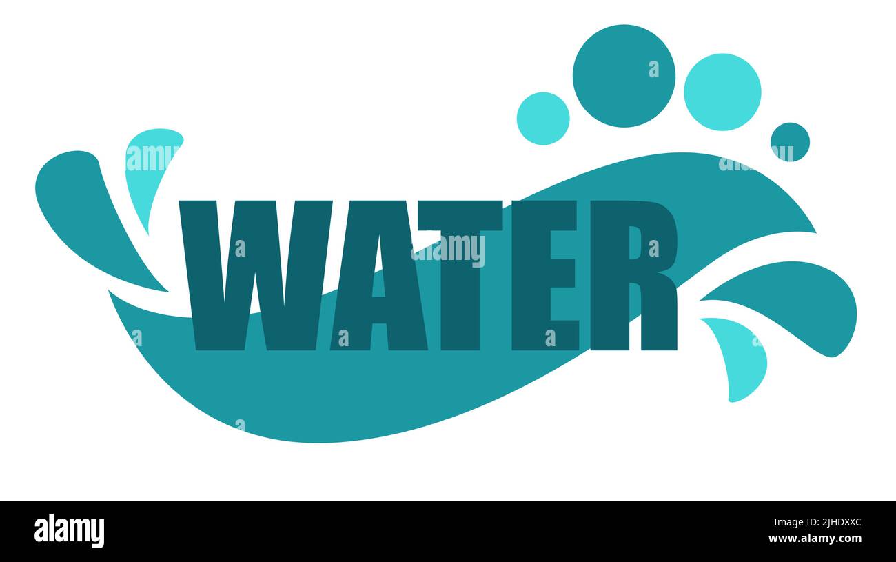 Water splashes and text samples logos and emblems set vector isolated ...