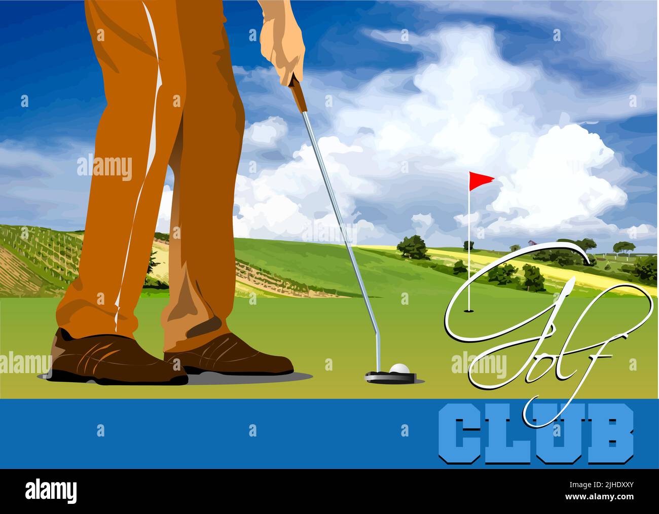 Golf club field. Colored vector 3d illustration for designers Stock ...