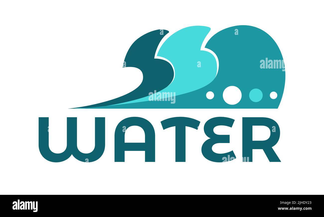 Water splashes and text samples logos and emblems set vector isolated ...