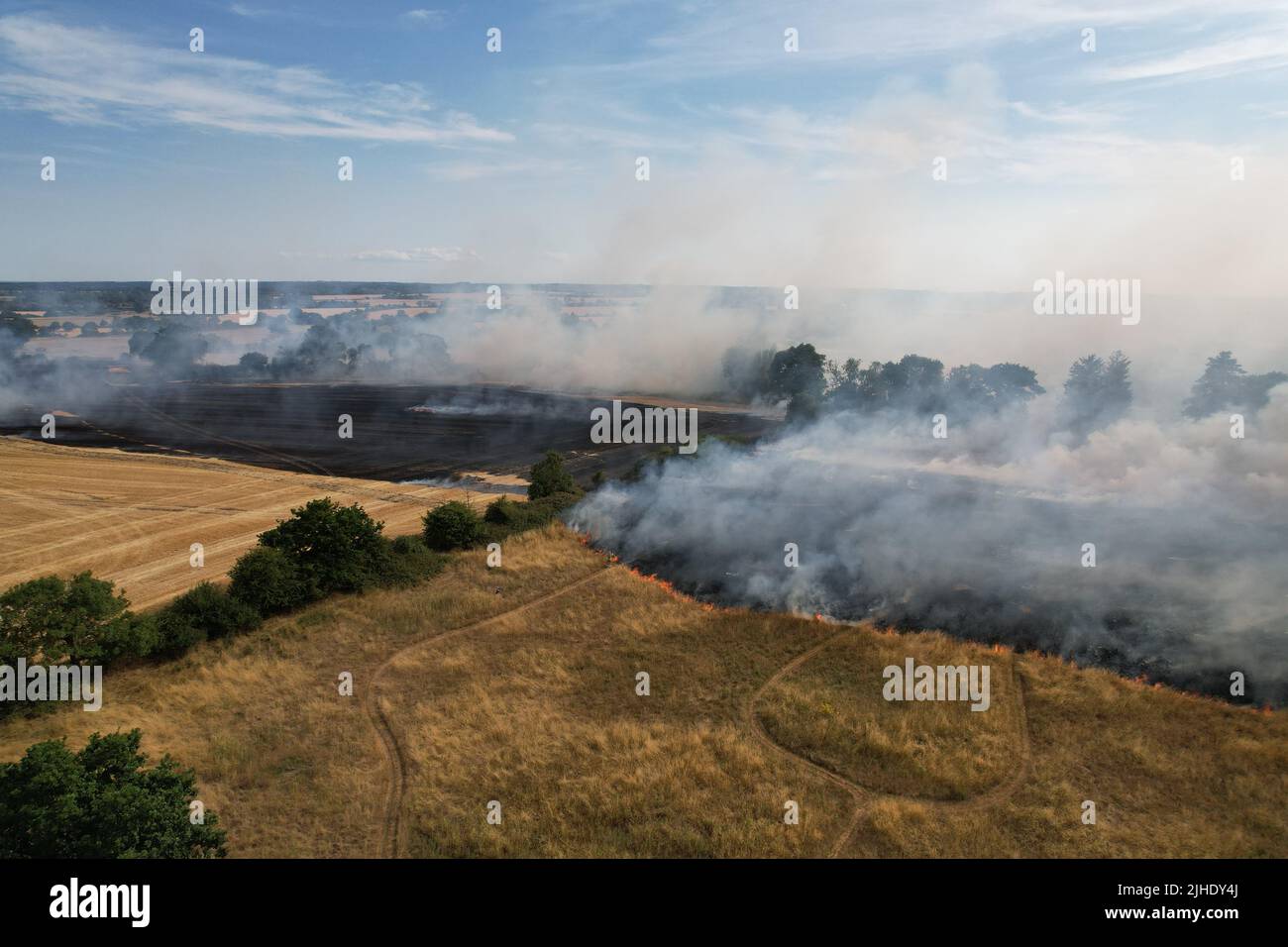 Huge Wild Fires in farm fields Essex Ongar Stock Photo - Alamy