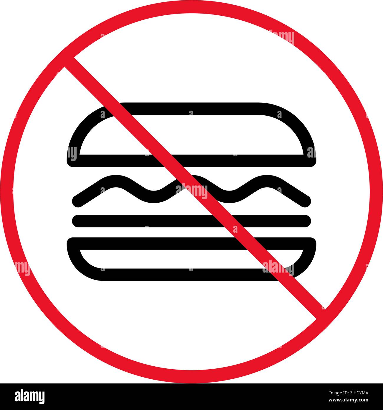 Dietary restriction. No junk food. Hamburger and prohibited sign ...