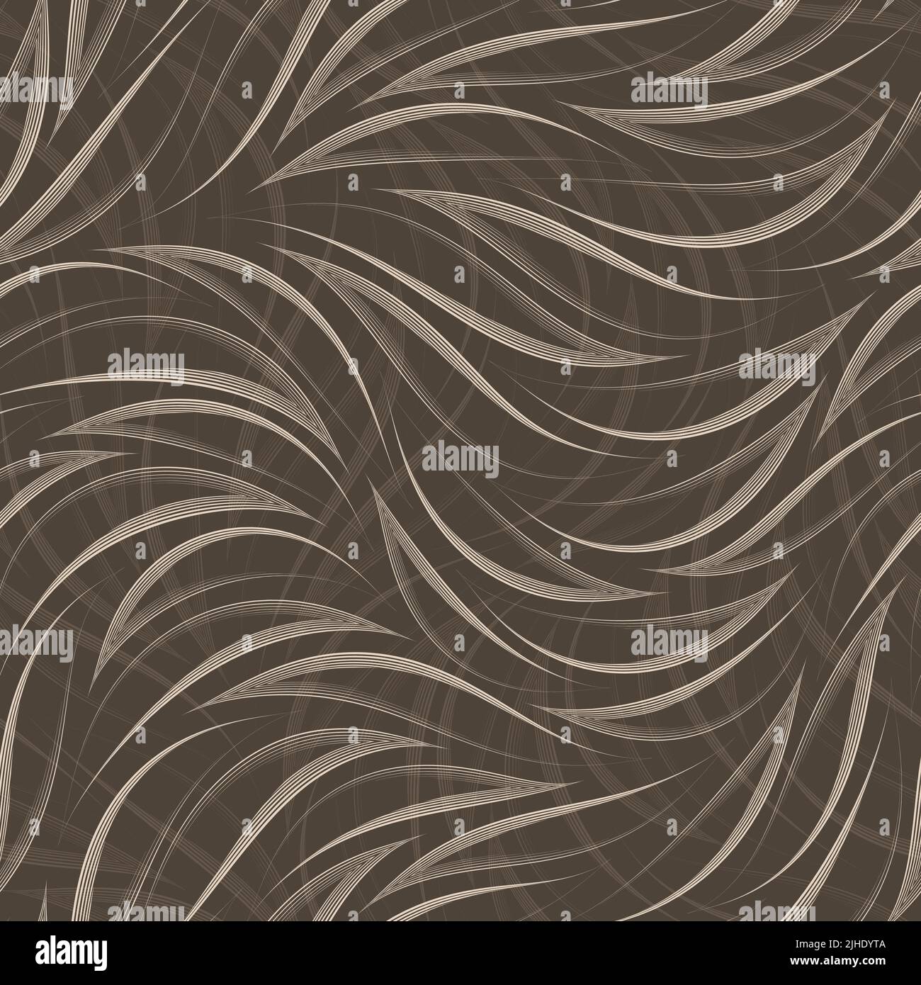 Seamless vector beige abstract pattern of thin wavy lines.Linear ...