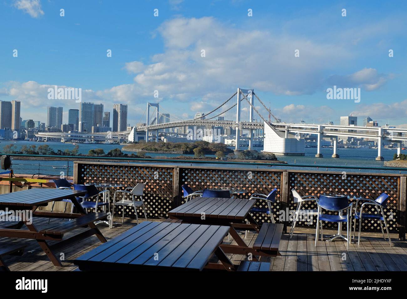 Exterior architecture and design of Rainbow bridge at Odaiba island ...