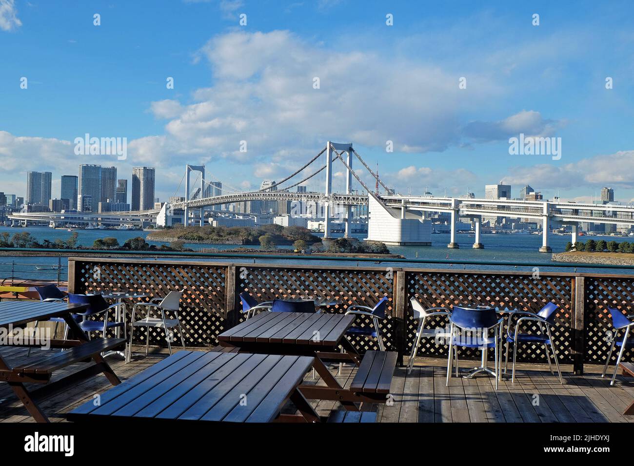 Exterior architecture and design of Rainbow bridge at Odaiba island ...