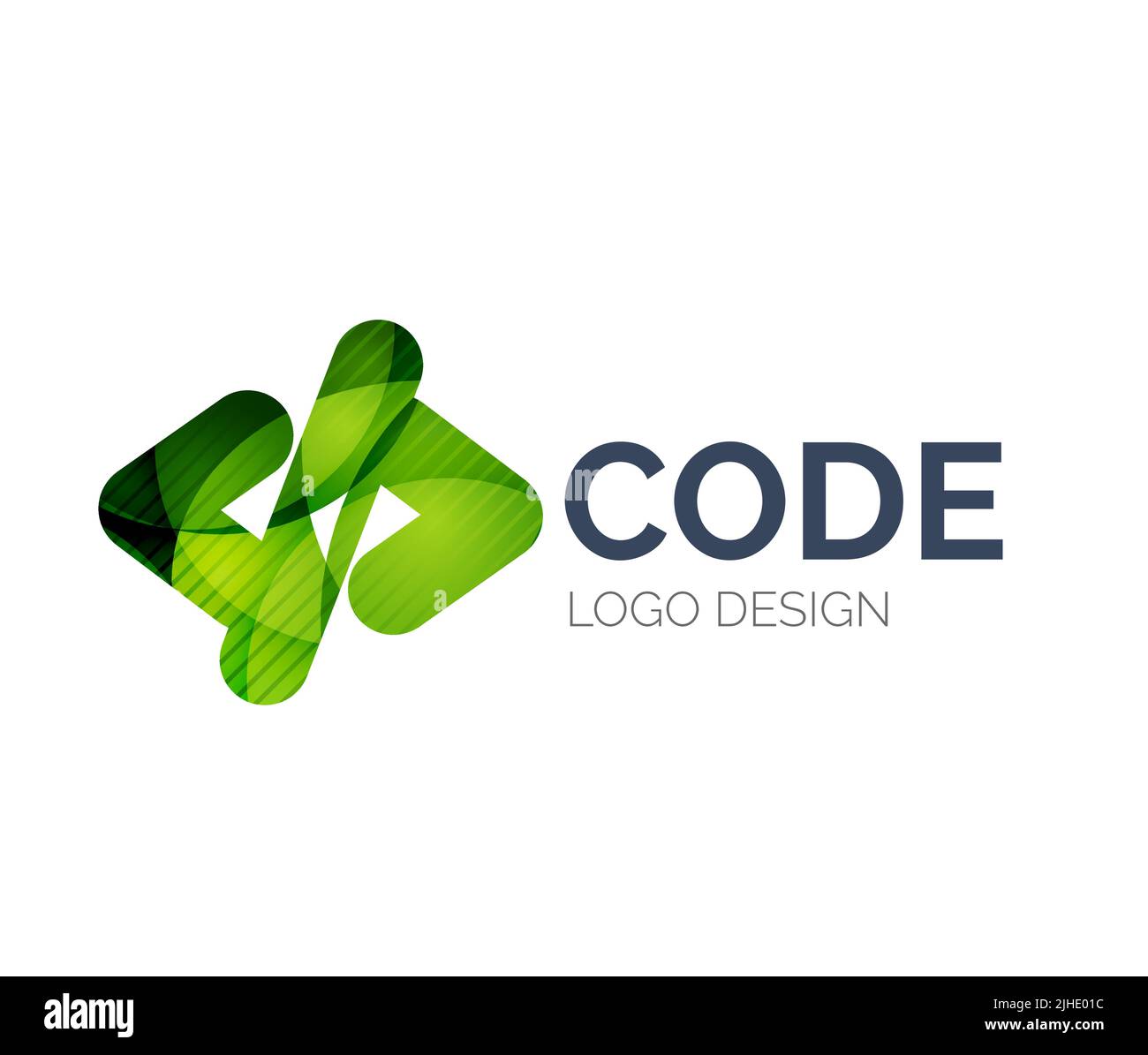 Abstract code icon logo design made of color pieces - various geometric ...