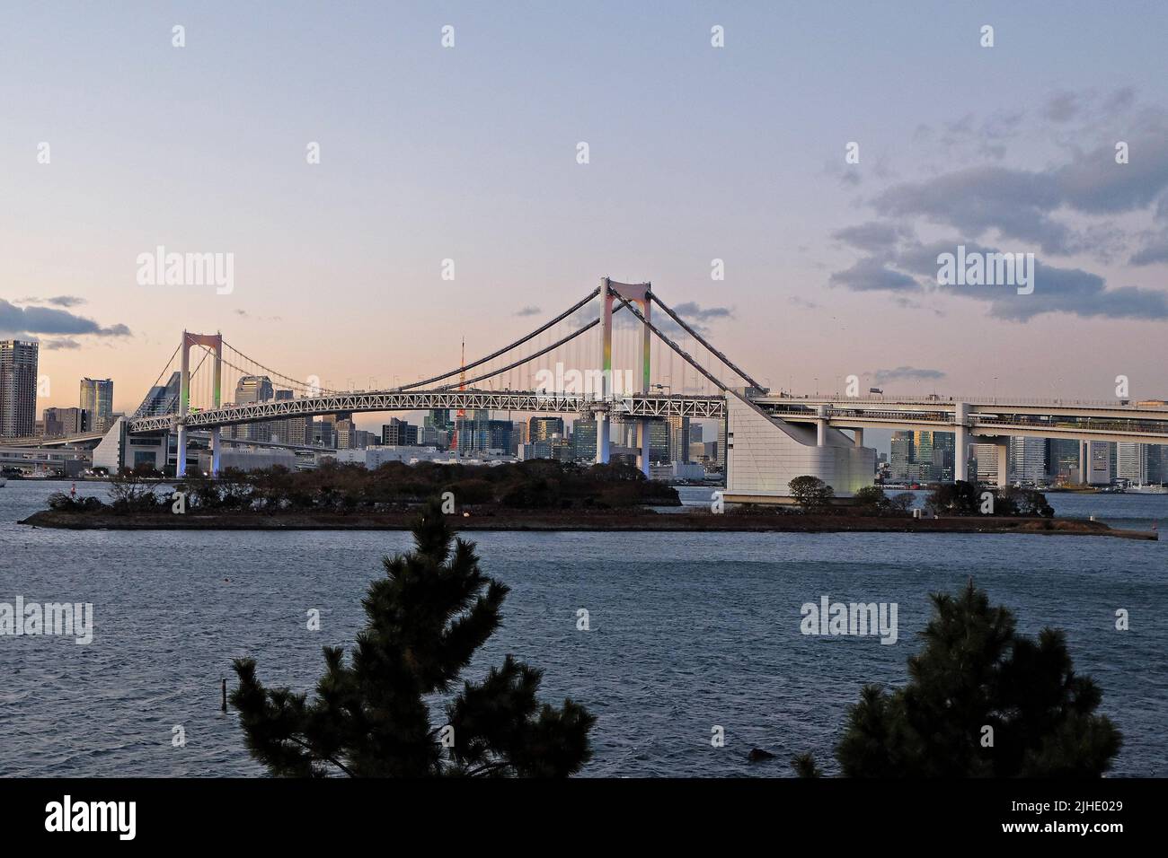 Exterior architecture and design of Rainbow bridge at Odaiba island ...