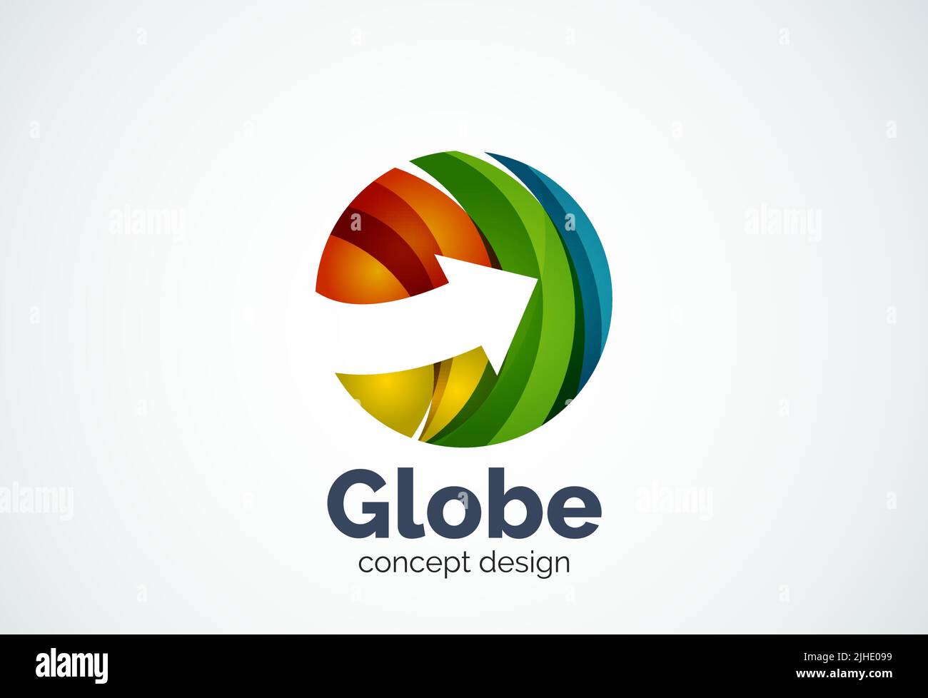 Globe with arrow logo template, abstract elegant business icon Stock ...