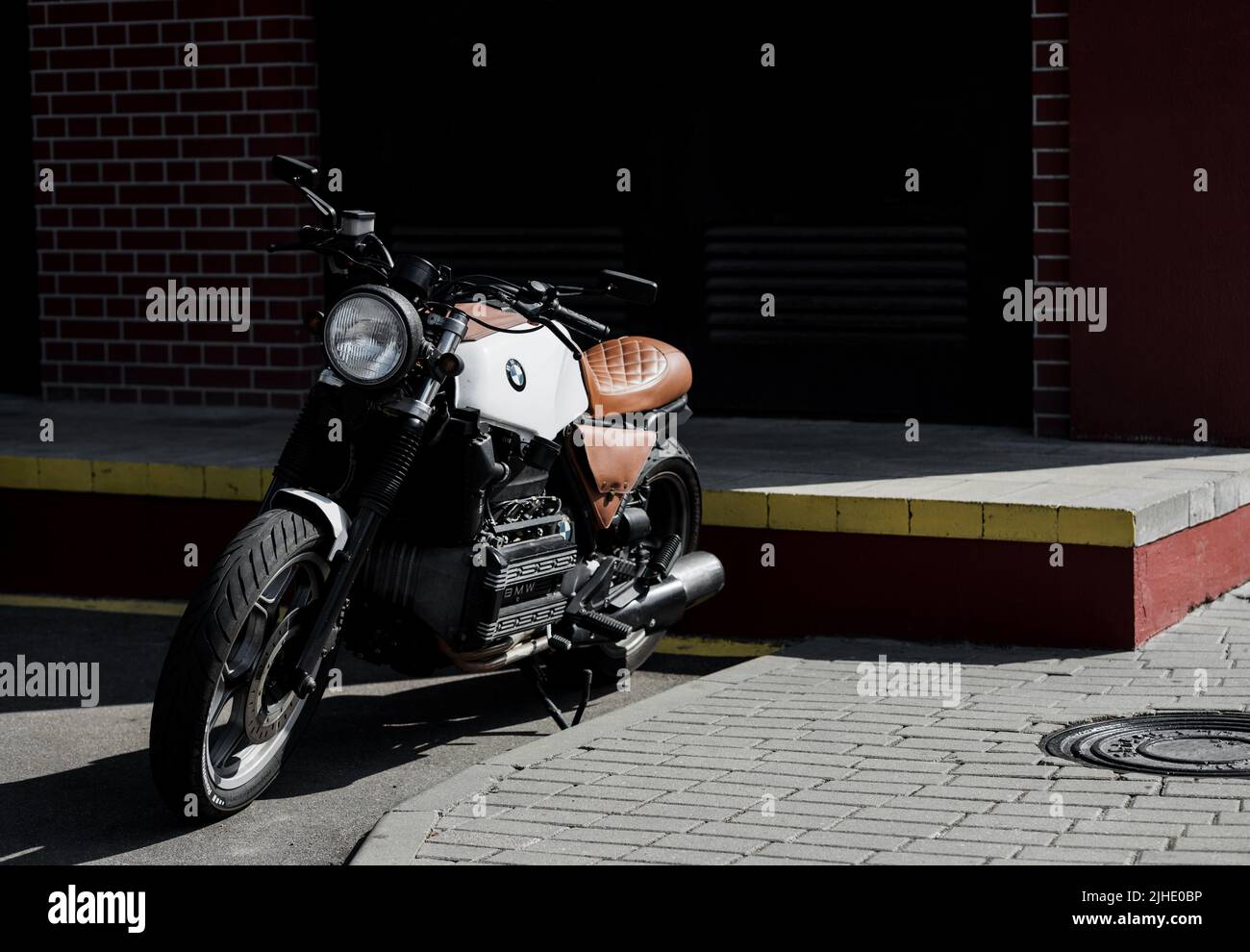 Minsk, Belarus, July 2022 - Motorcycle BMW on street. old vintage bike ...