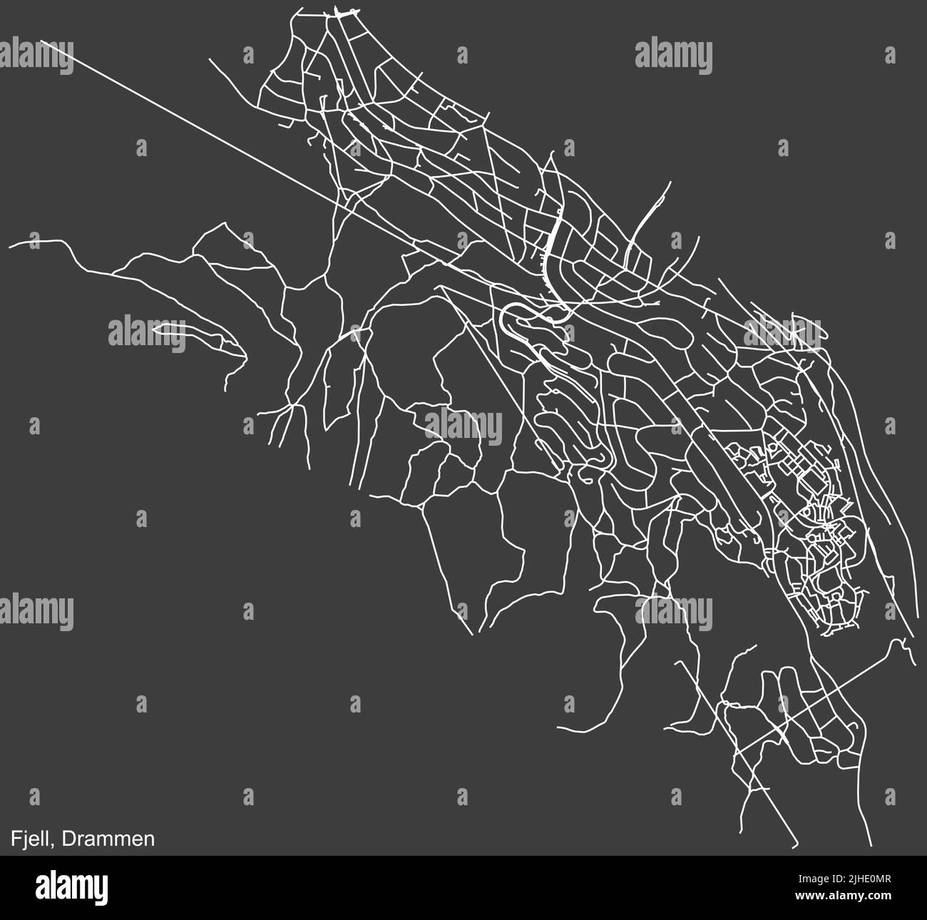 Street roads map of the FJELL MUNICIPALITY of Drammen, Norway Stock ...