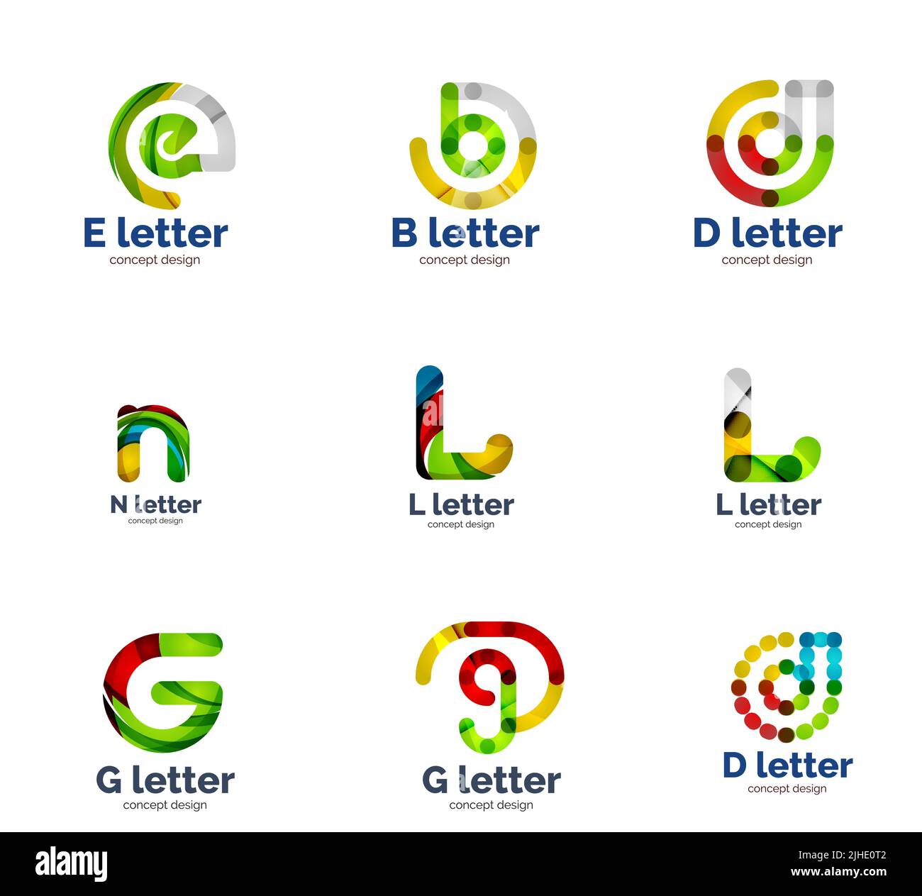 Vector set of letter logo icons, abstract geometric style Stock Vector ...