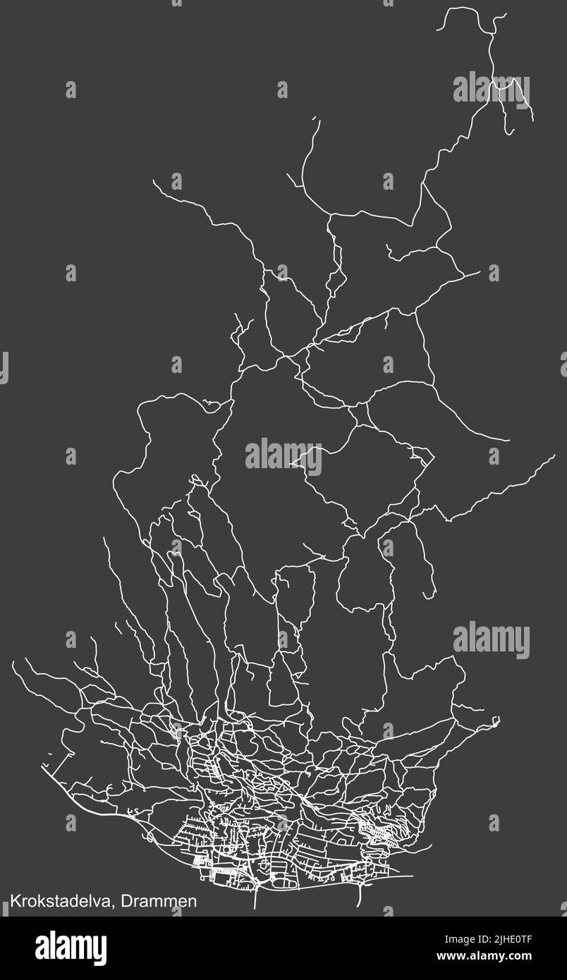 Street roads map of the KROKSTADELVA MUNICIPALITY of Drammen, Norway ...