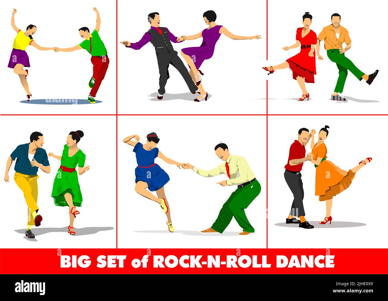 Big set of Lindy hop or rock-n-roll dance. Dance for rock-n-roll music ...