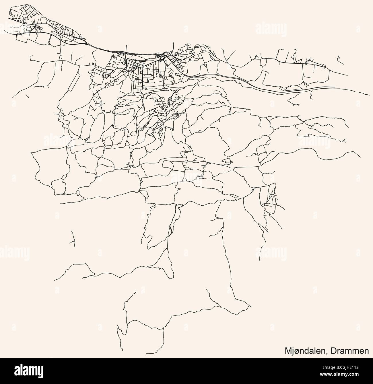 Street roads map of the MJØNDALEN MUNICIPALITY of Drammen, Norway Stock ...