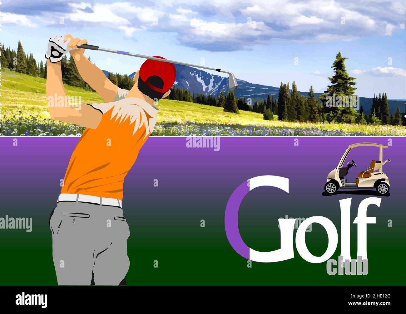 Golf club field. Colored vector 3d illustration for designers Stock ...