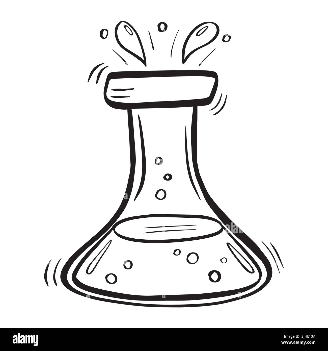 Vector doodle bottle of magic potion. Witchcraft glass bottle. Alchemy ...