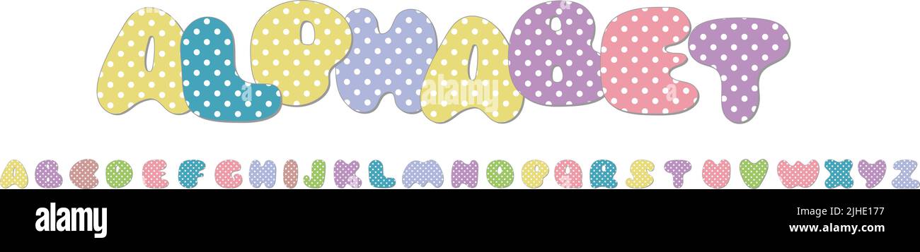 Polka dot alphabet.Pastel polka dots font. Hand drawn letter design for ...