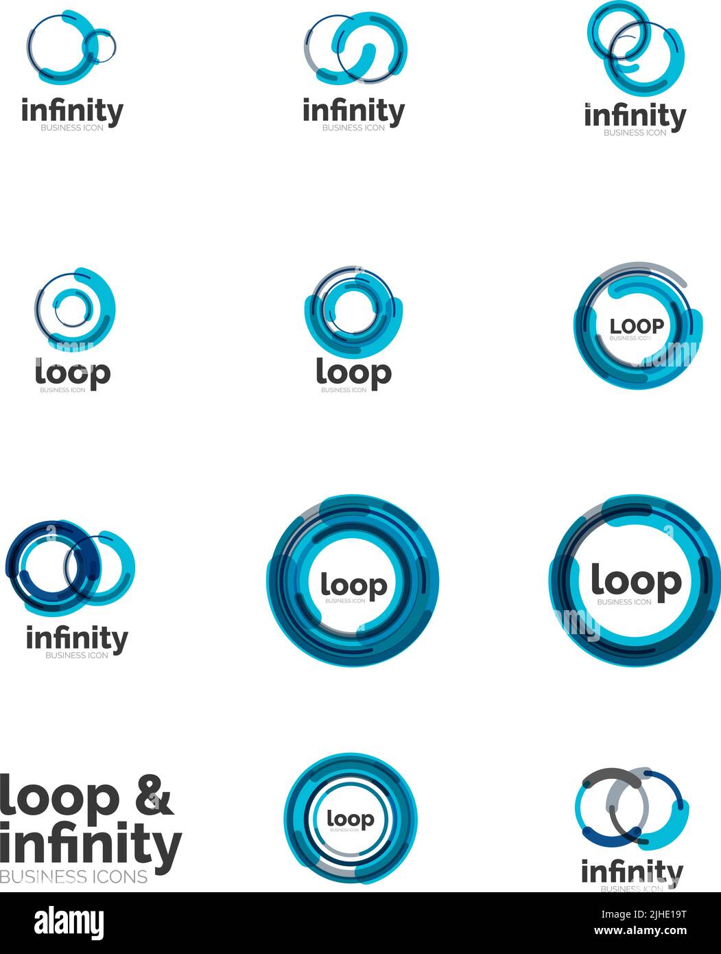 Loop, infinity business icon set, logo abstract design Stock Vector ...