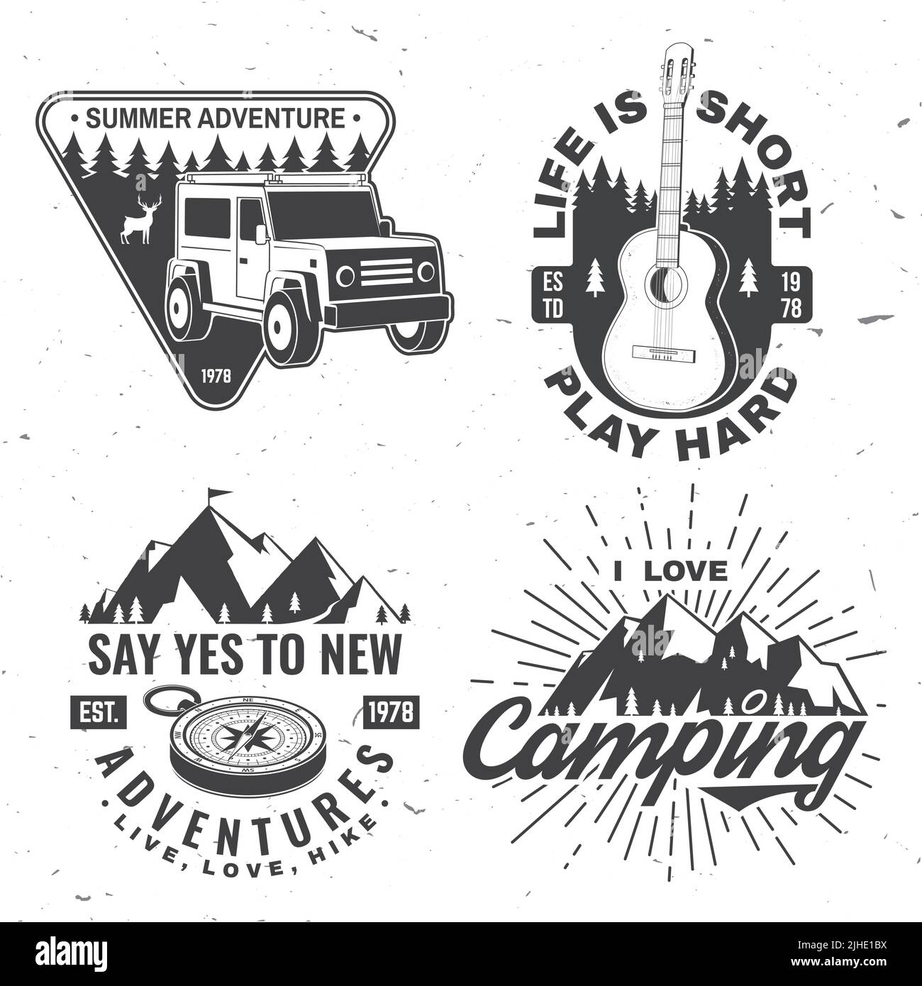 Set of camping badges. Vector illustration. Concept for shirt or logo ...