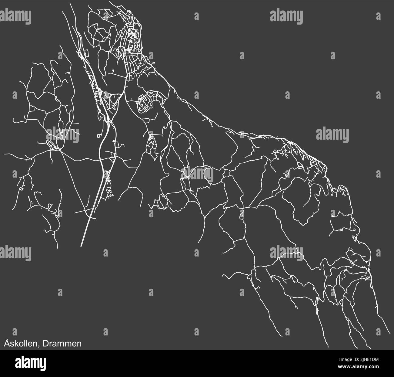 Street roads map of the ÅSKOLLEN MUNICIPALITY of Drammen, Norway Stock ...