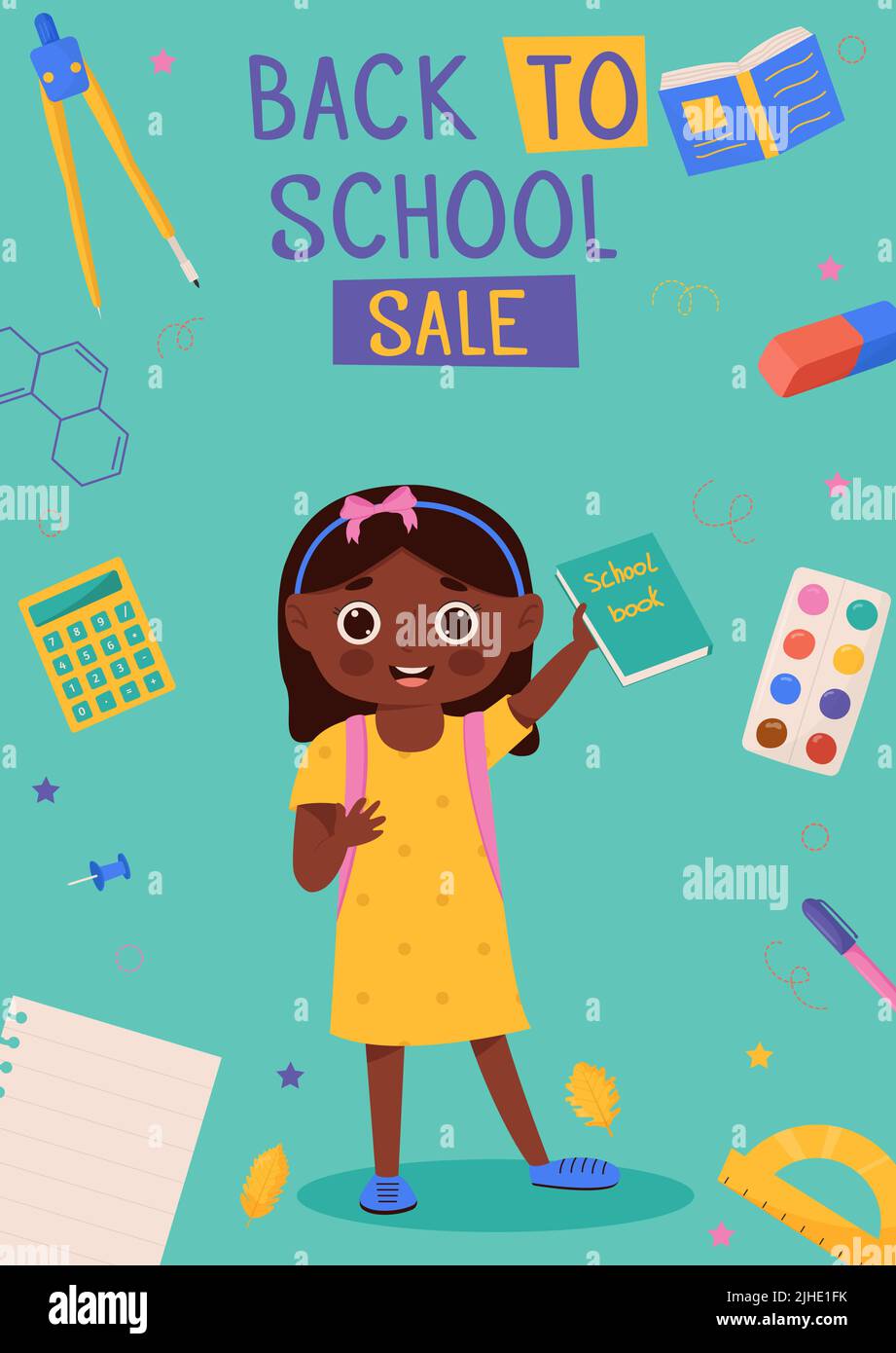 Back to school banner design with colorful funny school character ...