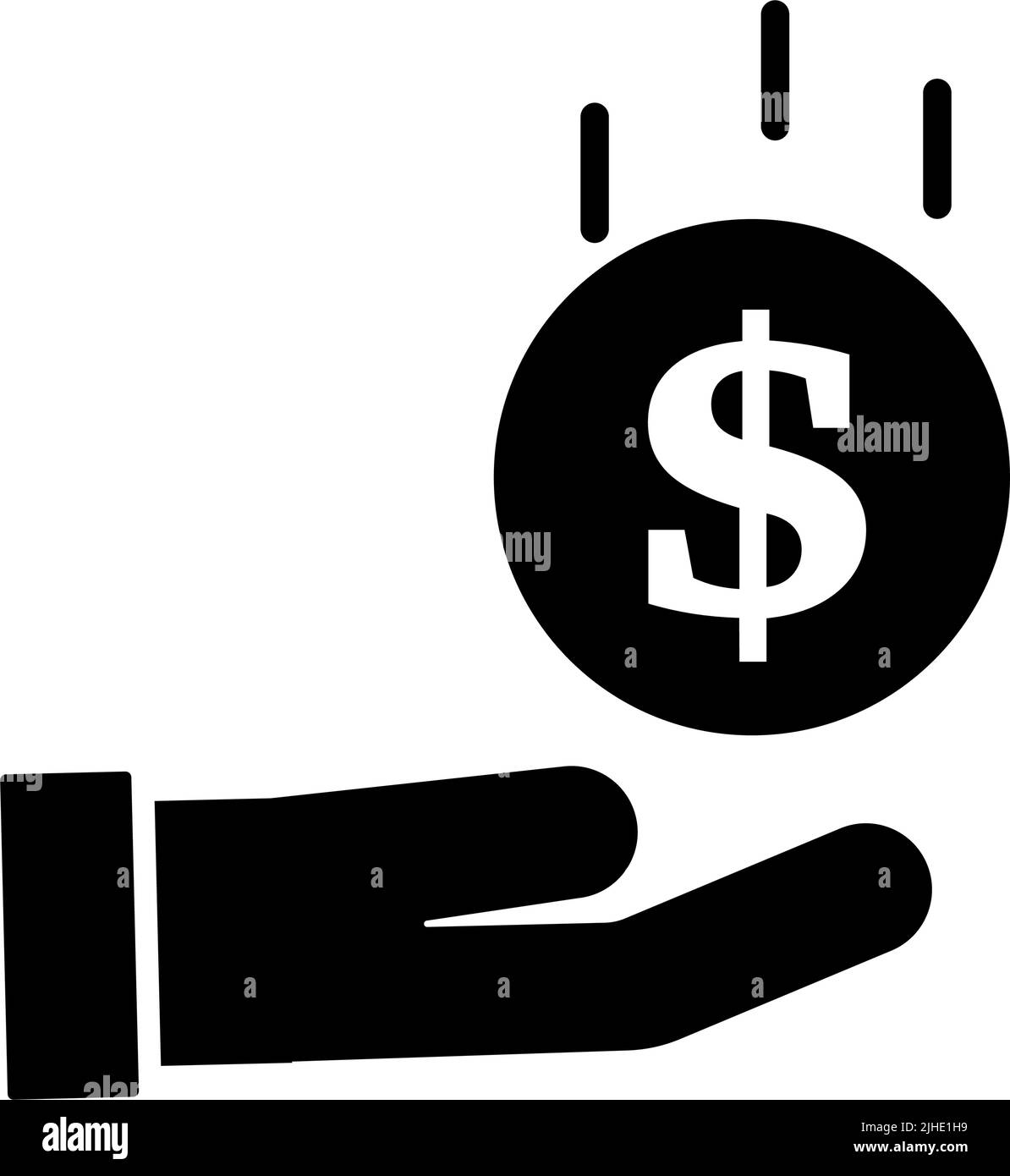 Hand silhouette icon of receiving money. Income and salary. Editable ...