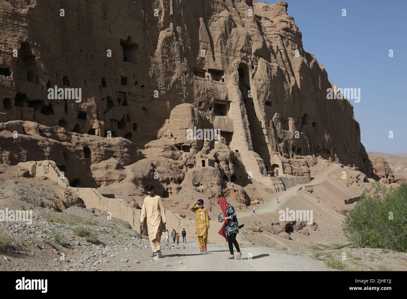 Bamiyan, Afghanistan. 10th July, 2022. Tourists visit the site of the ...