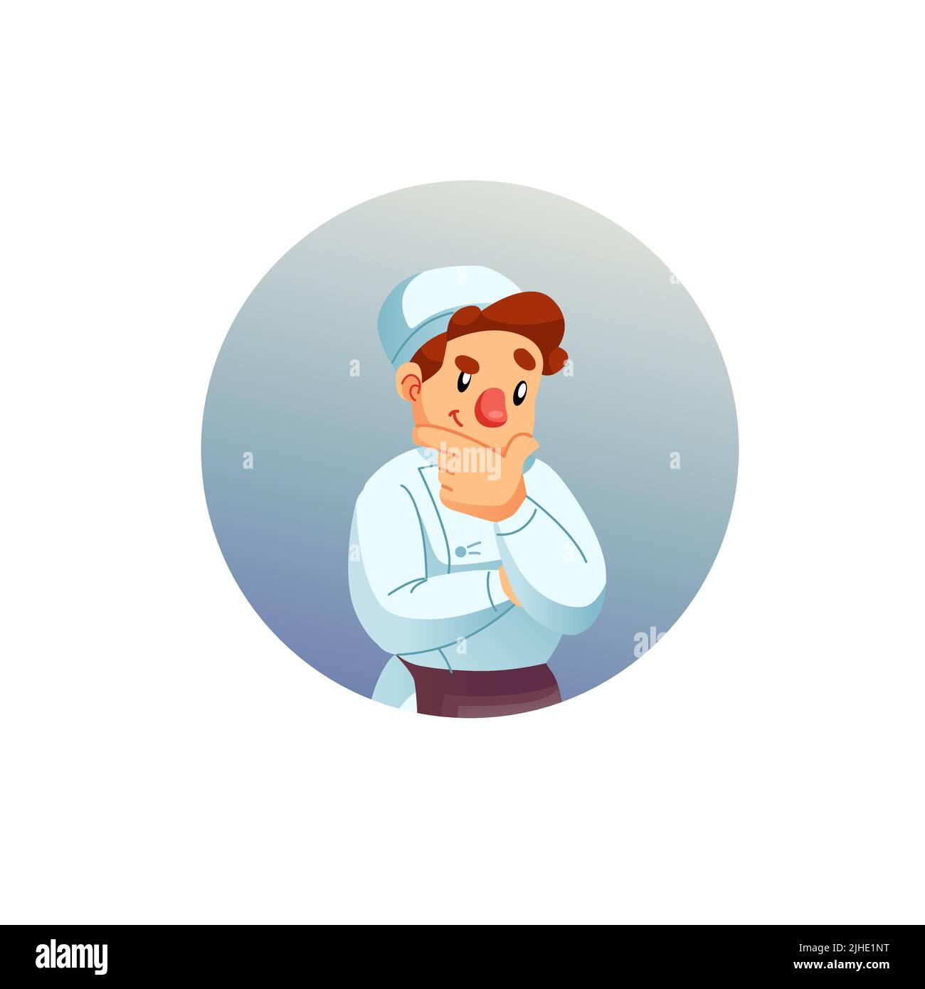 Flat cartoon man character chef assistant at work,thinking,restaurant ...