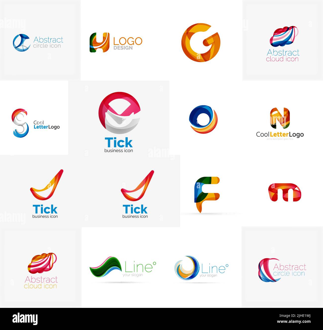Set of new universal company logo ideas, geometric business icon ...