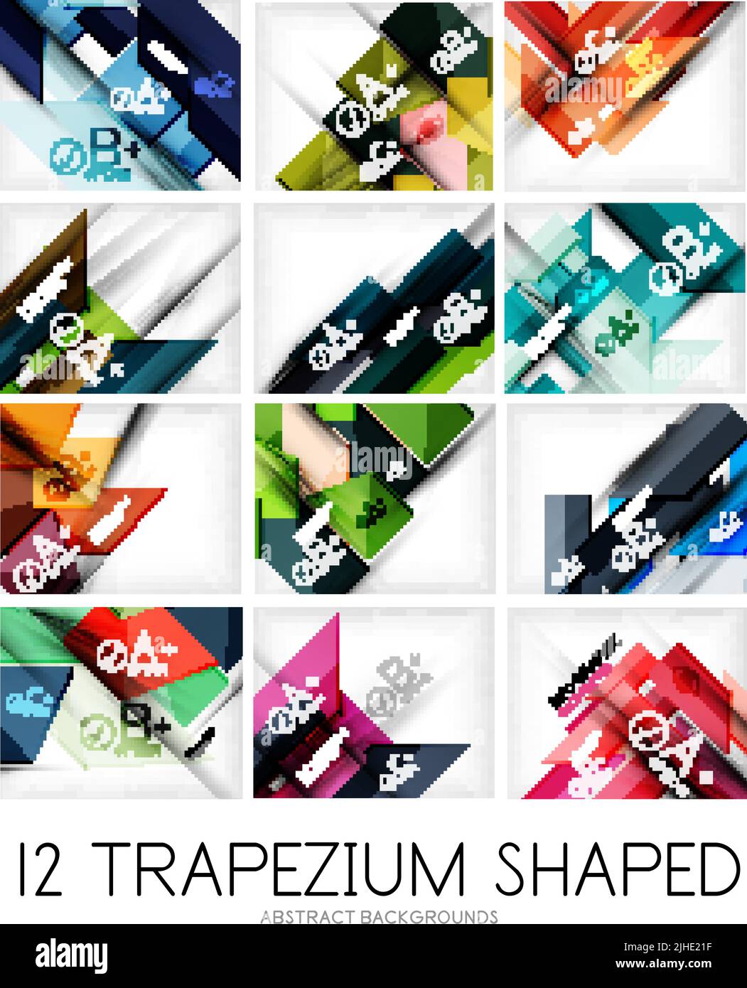 Collection of trapezium geometric shape backgrounds - 12 design ...