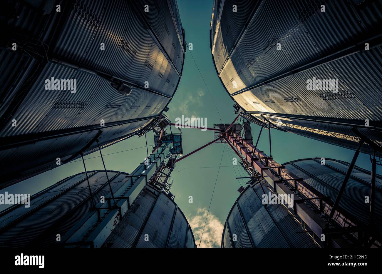 A low-angle view of the structural steel tower building Stock Photo - Alamy