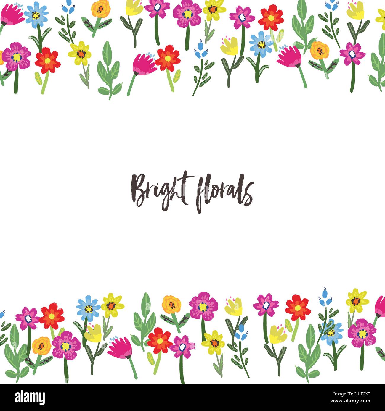 Vector floral frame. Bright flowers arrange in border Stock Vector ...