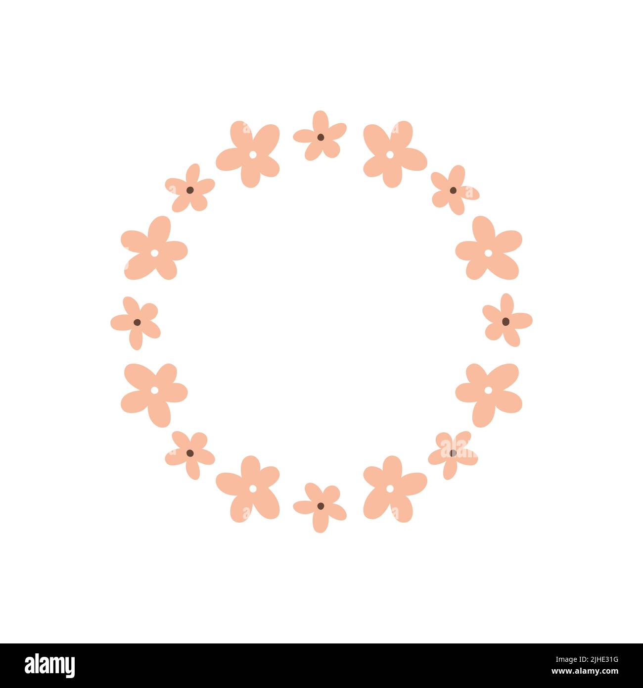 Floral wreath with cute pink daisies isolated on white background ...