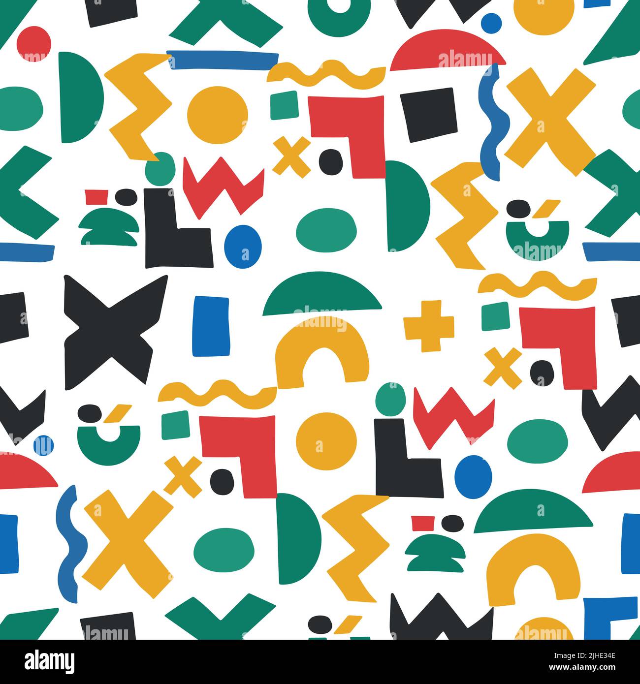 Vector seamless pattern. Repeating abstract background with hand drawn ...