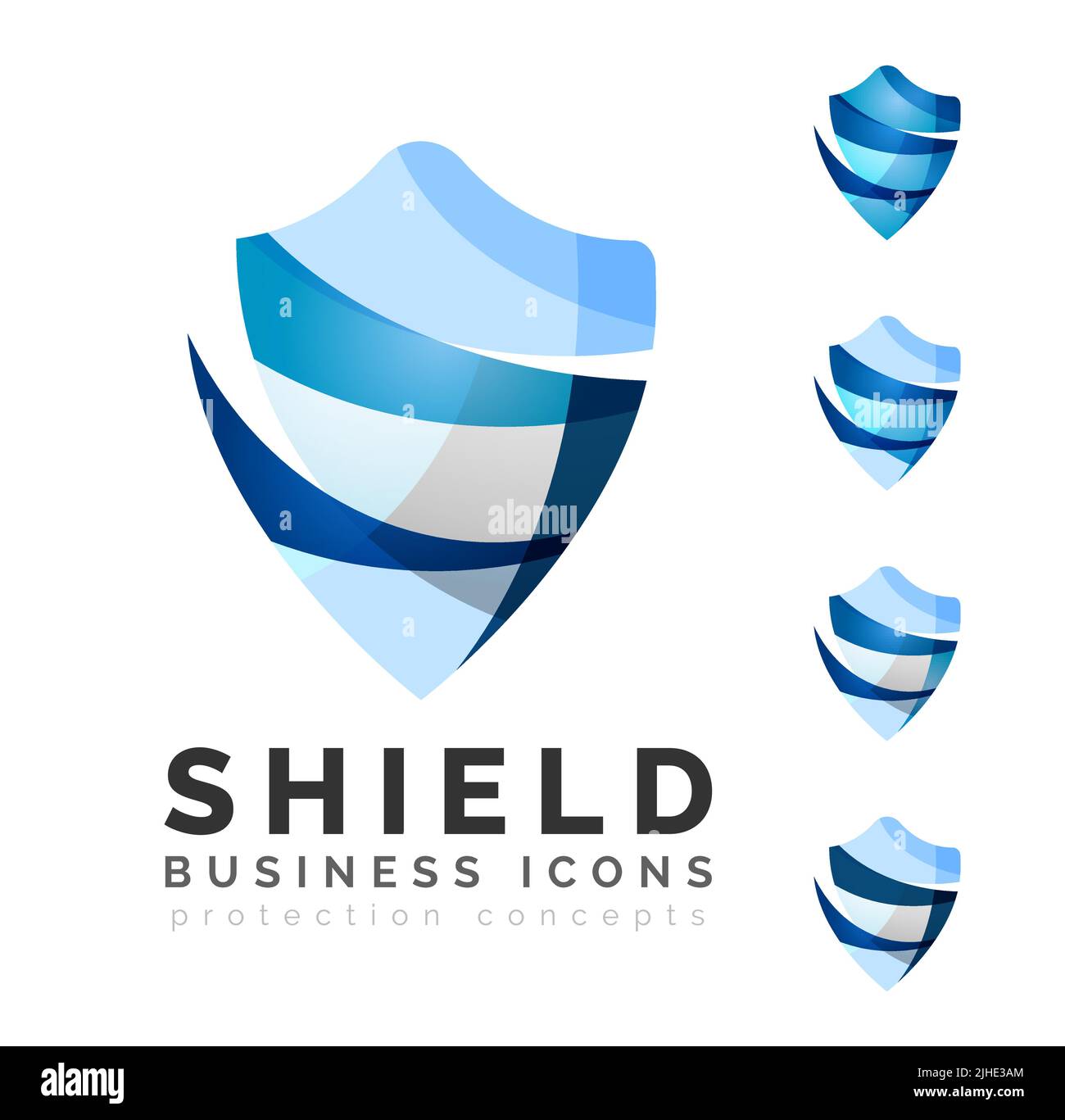 Set of protection shield logo concepts. Color flowing wave design icons ...