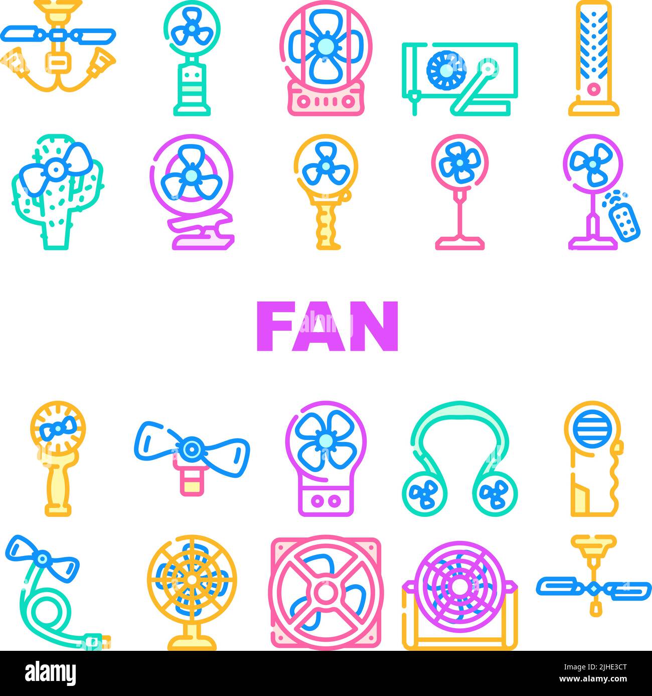 Fan Electronic Cooling Device Icons Set Vector Stock Vector Image & Art ...