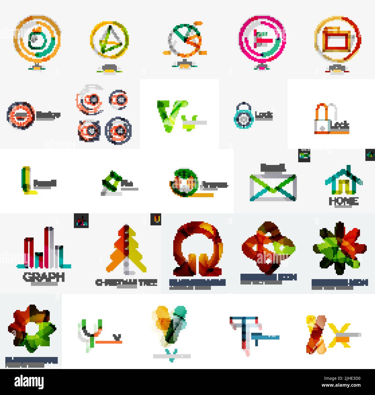 Set of branding company logo elements, abstract business icons Stock ...