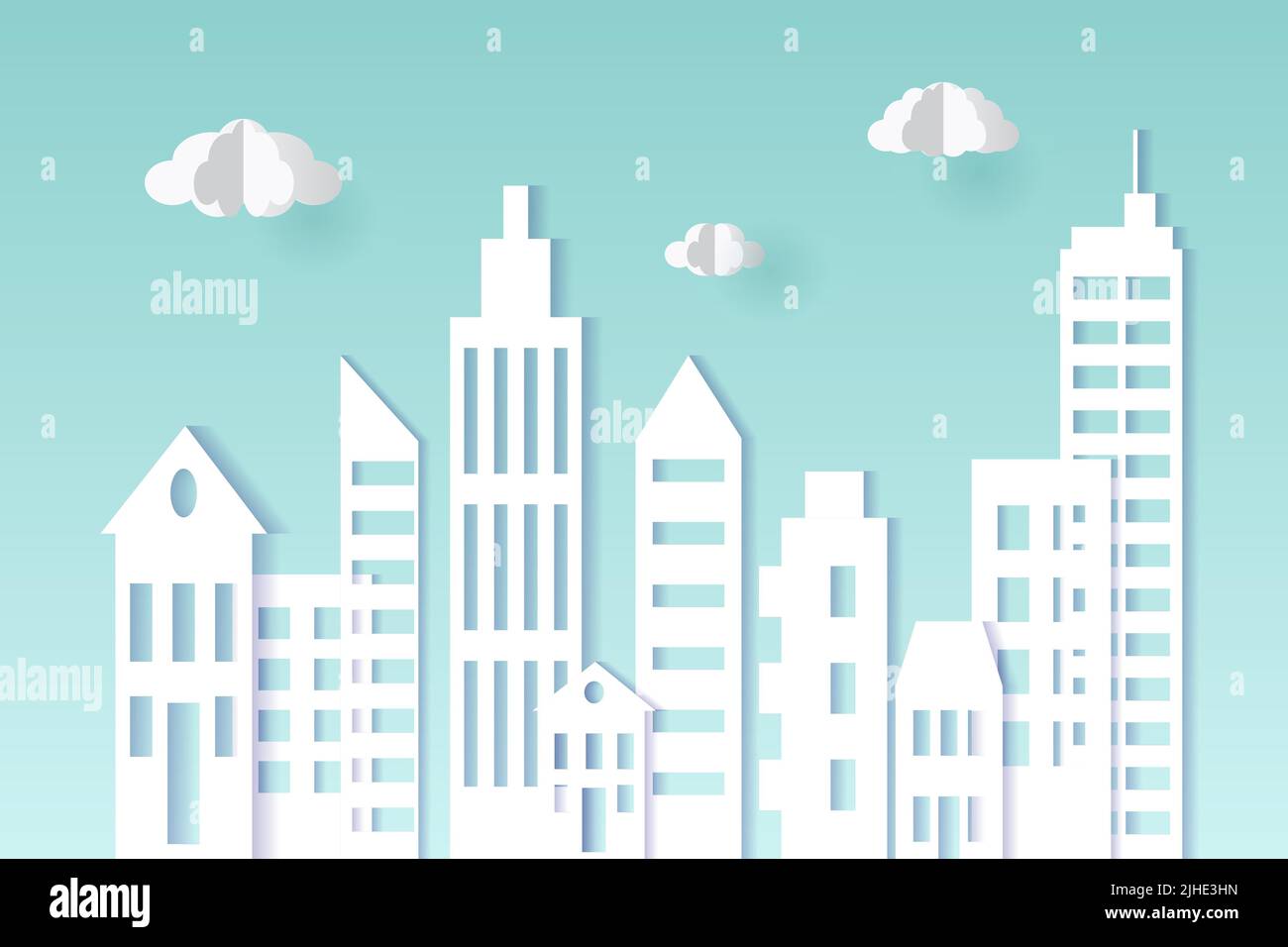 Cityscape paper art style. City concept. Vector illustration Stock ...