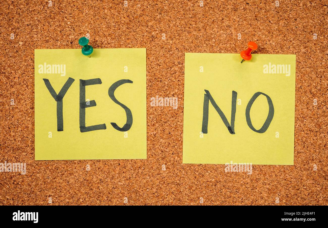 Yes and no messages hi-res stock photography and images - Alamy