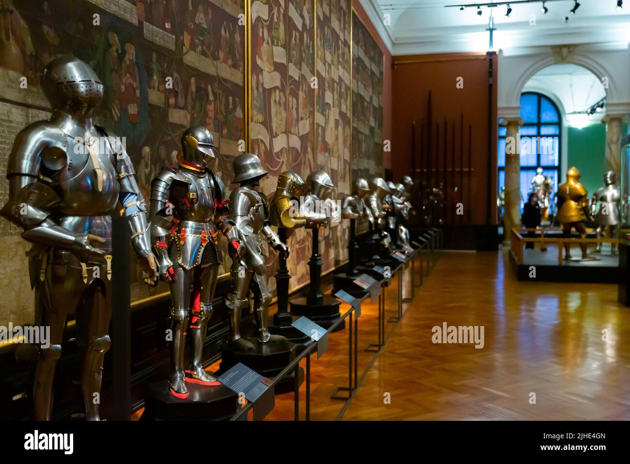 Weltmuseum armory exhibition with collection of ancient armor, Vienna ...