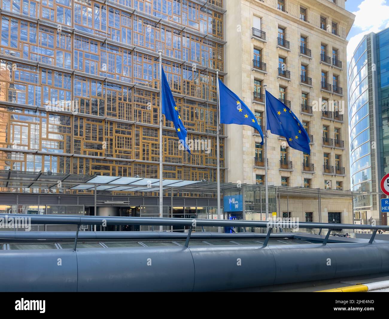 Flags hanging over road hi-res stock photography and images - Alamy