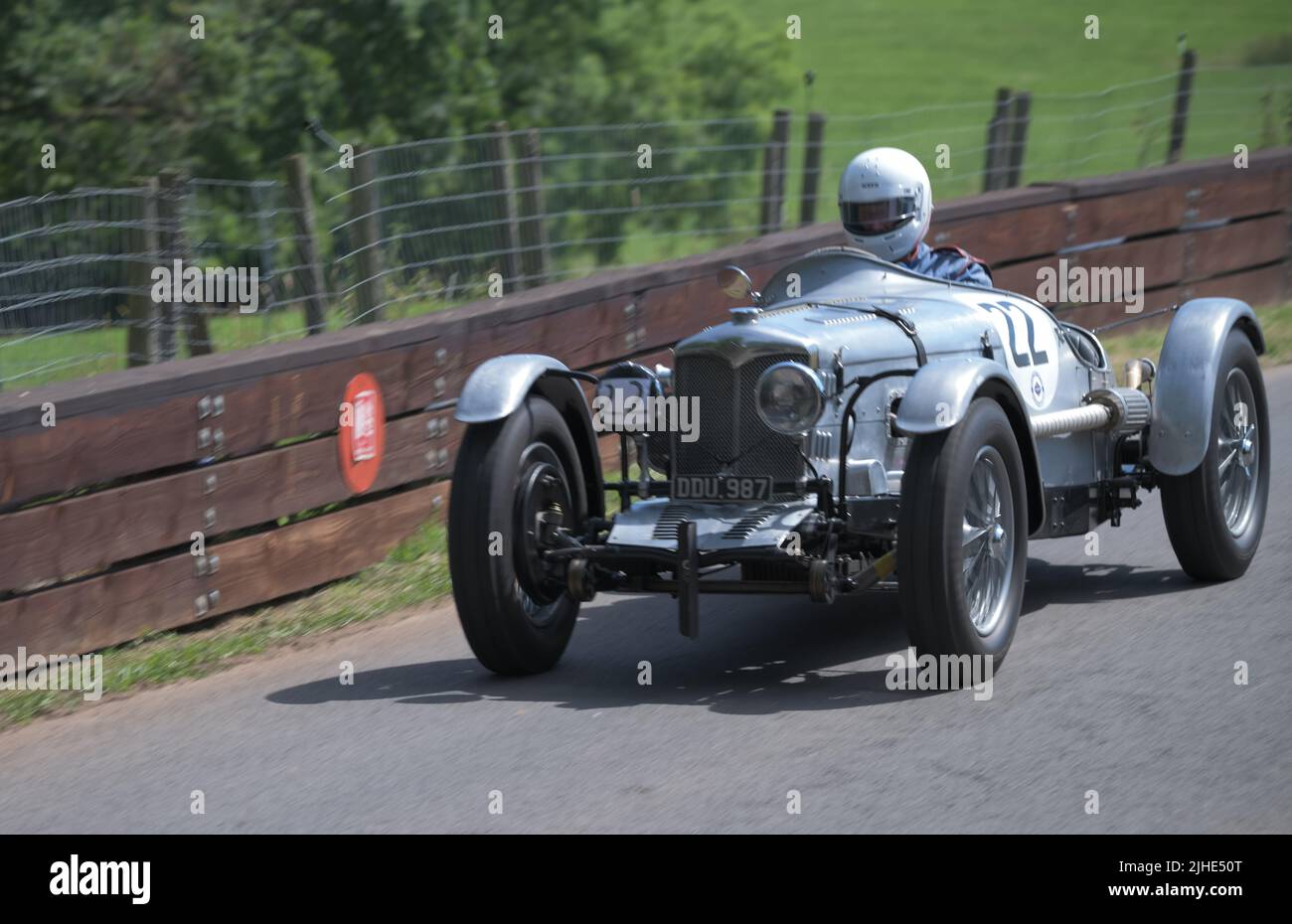 A Silver Riley 16HP BIG 4 with a 2443cc engine, driving back down the ...
